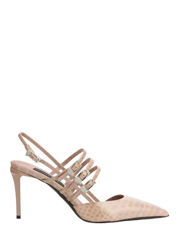 Philipp Plein Croco-print Buckled Slingback Pumps - Neutrals