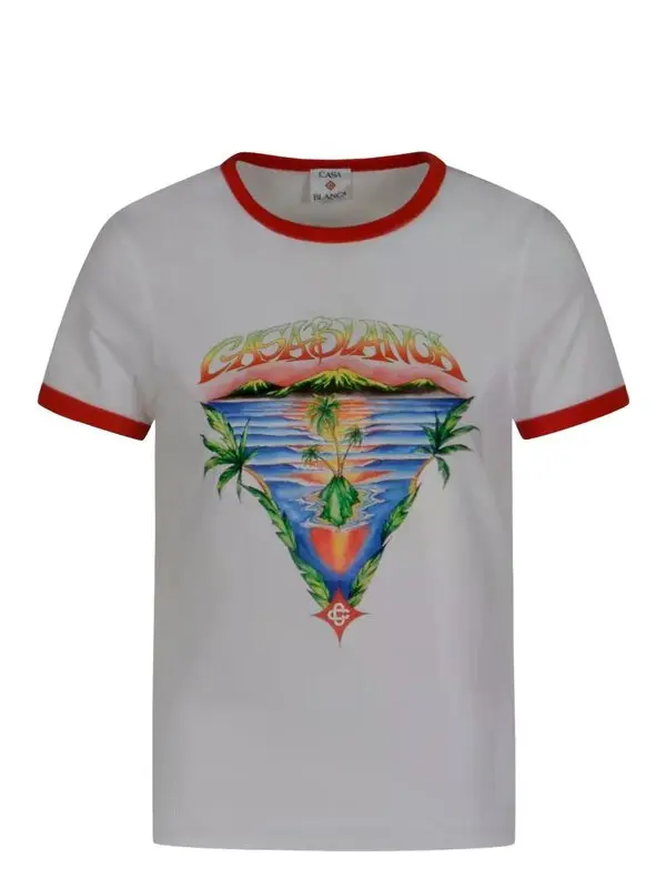 Casablanca Printed Crew-neck T-shirt - White