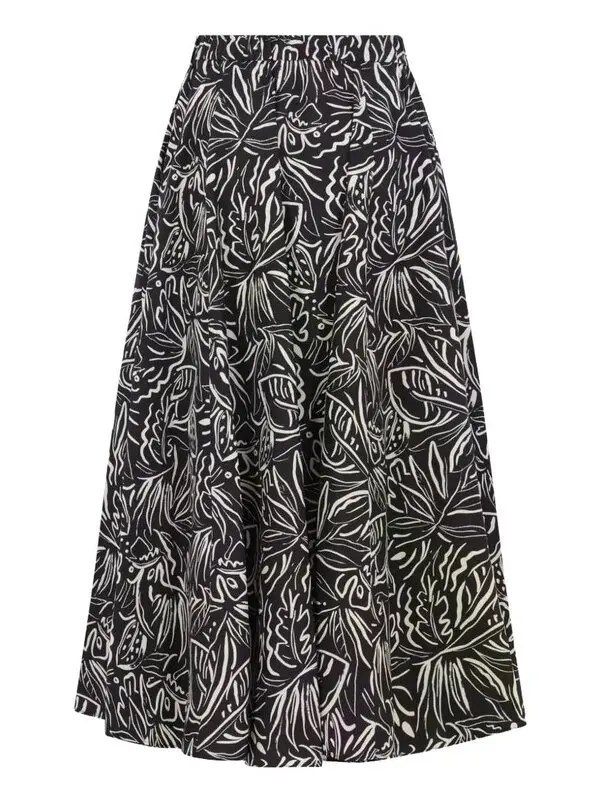 Aspesi Floral-print Midi Skirt - Black
