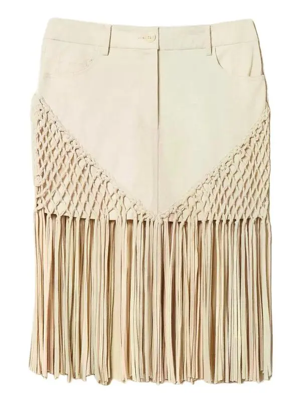 TWINSET Fringed Mini Skirt - Neutrals