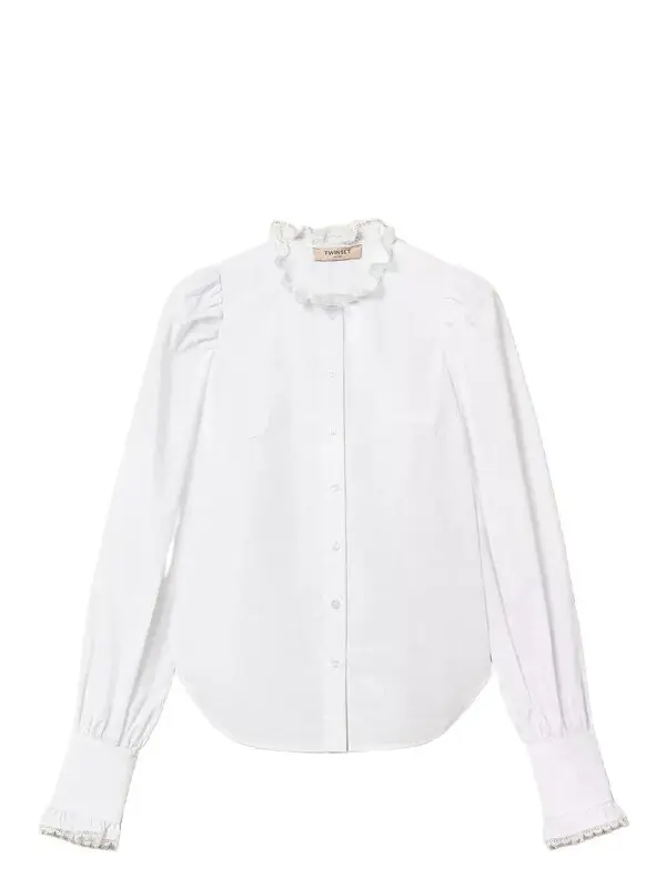 TWINSET Lace-trim Poplin Shirt - White