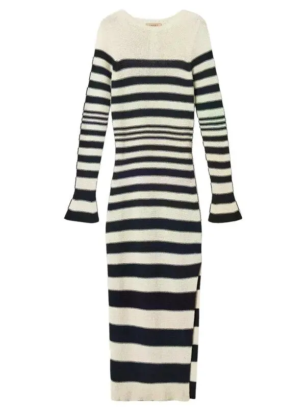 TWINSET Striped Knit Maxi Dress - Blue