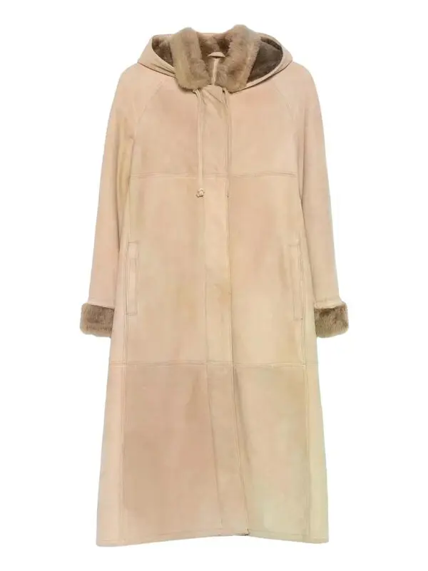A.N.G.E.L.O. VINTAGE CULT 1990s Hooded Shearling Trim Coat - Neutrals