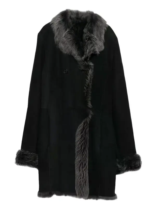 ROMEO GIGLI 1990s Fur Trim Coat - Black