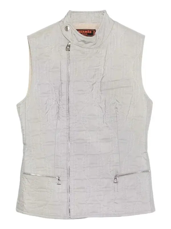 Hermès 2000s Quilted Zip Gilet - Grey
