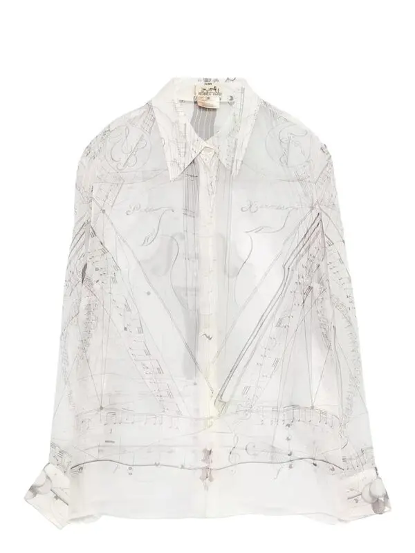 Hermès 1990s Printed Shirt - White