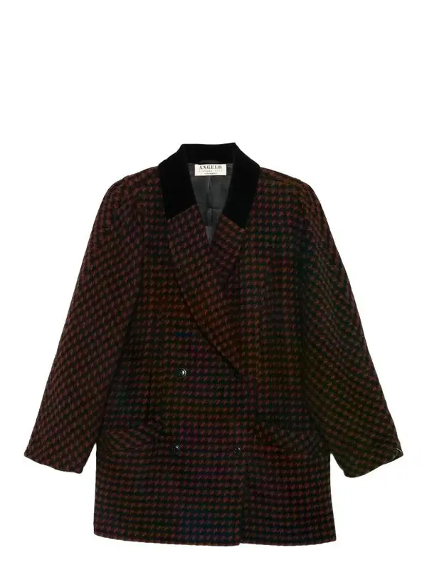A.N.G.E.L.O. VINTAGE CULT 1980s Houndstooth Double-breasted Coat - Brown