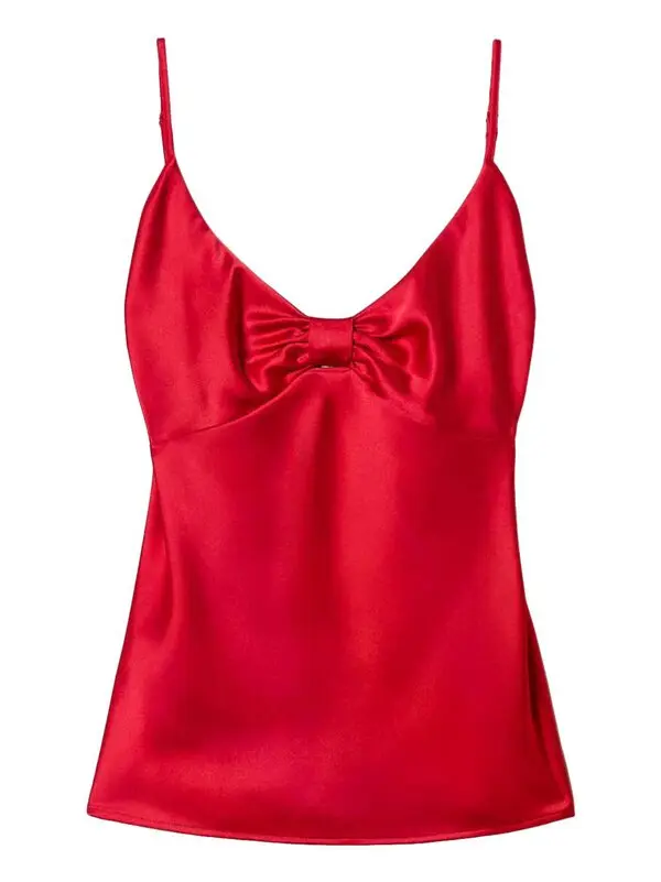 TWINSET Knot Detail Satin Top - Red