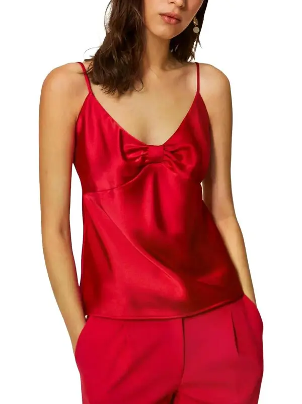 TWINSET Satin Knot Detail Top - Red