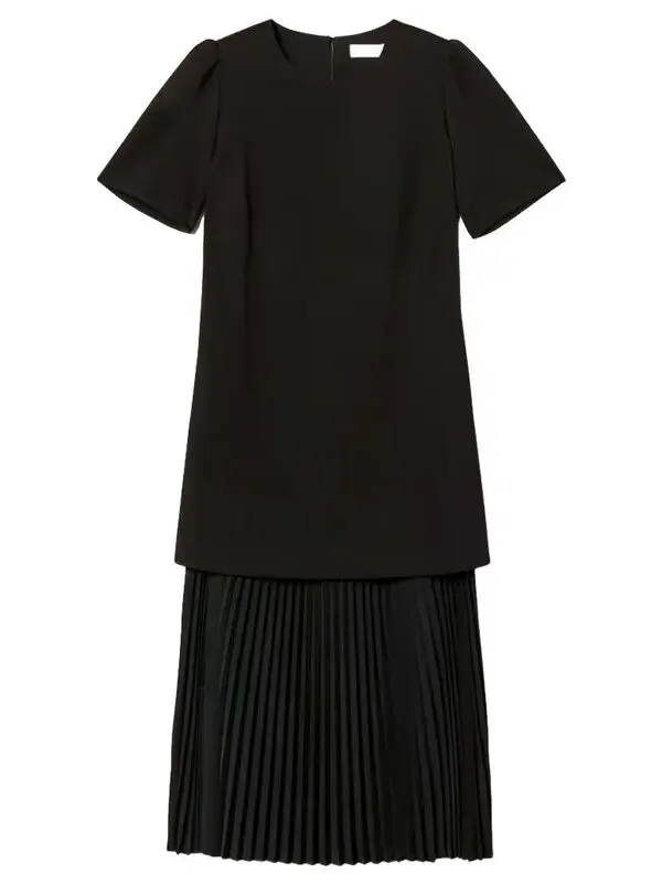 TWINSET Recycled Crêpe De Chine Midi Dress With Pleated Insert - Black