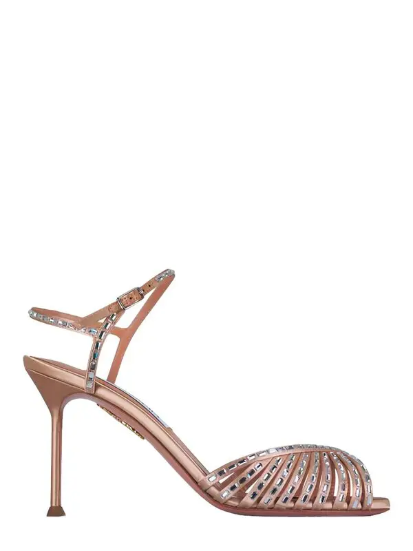AQUAZZURA Hold Me Embellished Stiletto Sandals - Neutrals