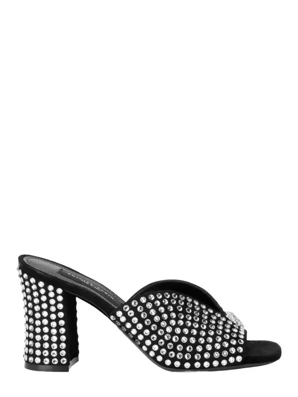 Philipp Plein Rhinestone Suede Sandals - Black