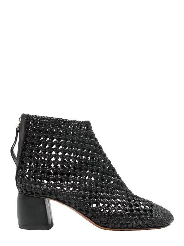 FORTE_FORTE Woven Heeled Ankle Boots - Black