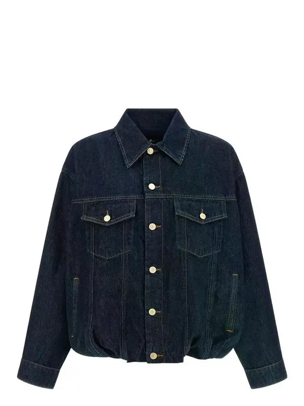 7 For All Mankind Gathered Denim Jacket - Blue