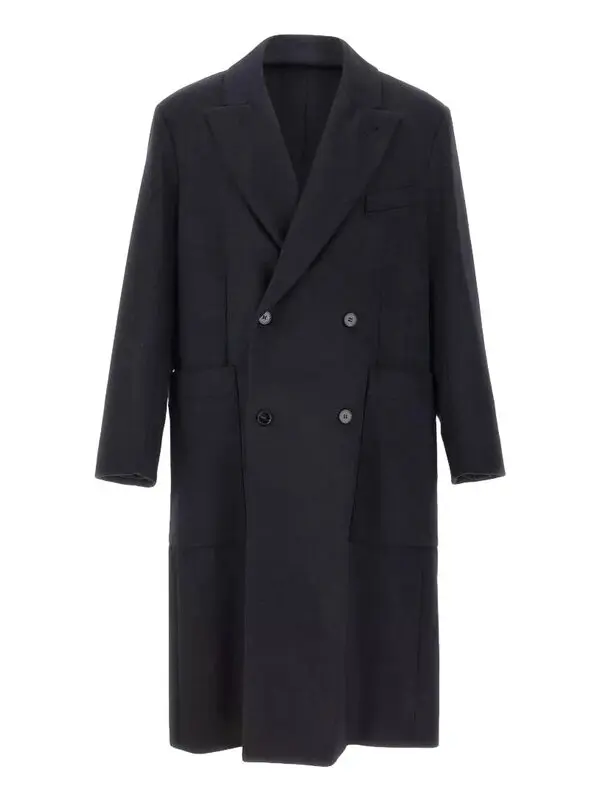 PALTO' Double-breasted Peak-lapel Coat - Blue