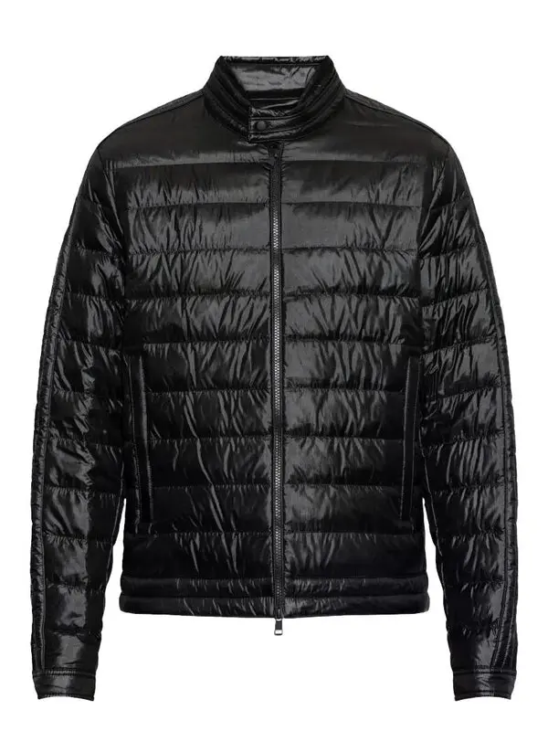 Moncler Quilted Jacket With Logo Patch - Black