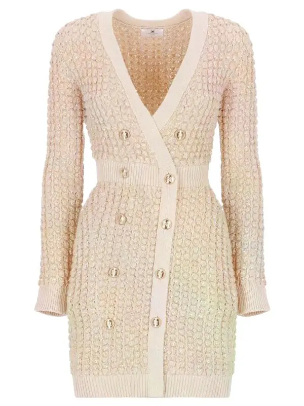 Elisabetta Franchi Button-fastening Mini Dress - Neutrals
