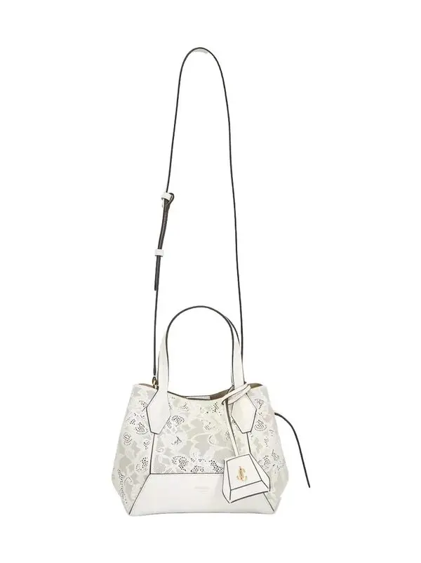 JIMMY CHOO Mini Floral Appliqué Tote Bag - White