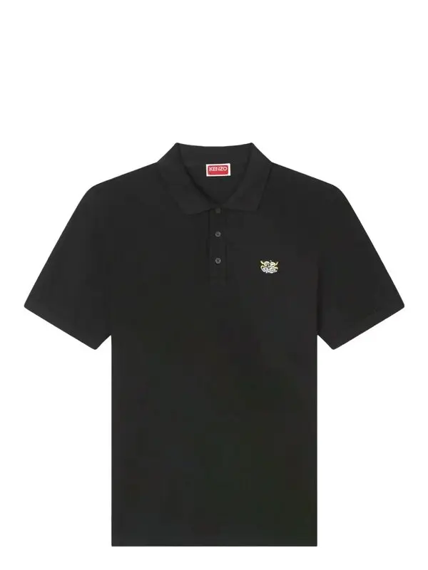 Kenzo Logo-appliqué Cotton Polo Shirt - Black