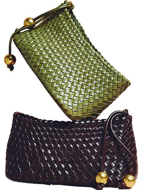 Anthropologie Woven Mini Sling Crossbody Bag - Green