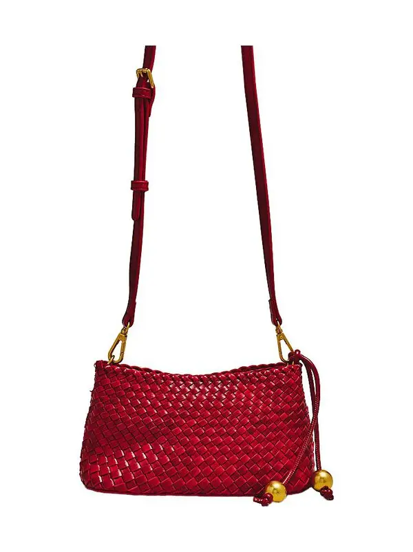 Anthropologie Woven Mini Sling Crossbody Bag - Red
