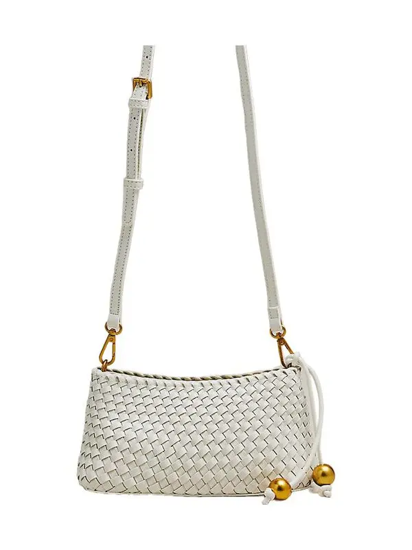 Anthropologie Woven Mini Sling Crossbody Bag - White