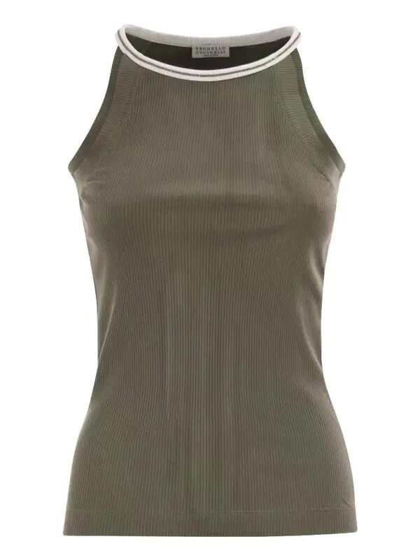 Brunello Cucinelli Ribbed Crew-neck Tank Top - Green