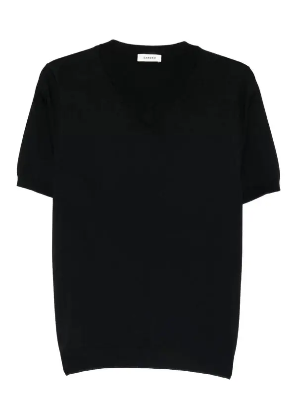 Sandro V-neck Short-sleeve T-shirt - Black