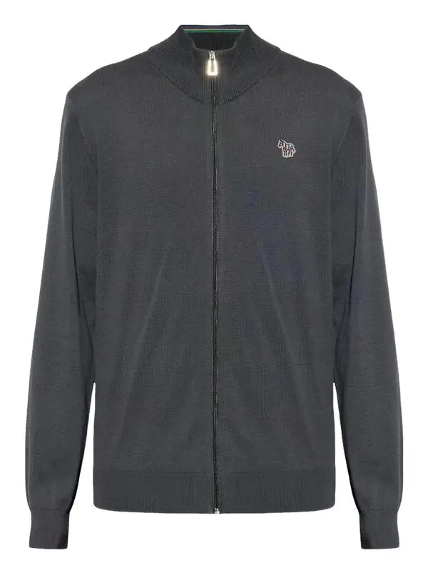 Paul Smith Zebra-logo Zip-up Cardigan - Grey