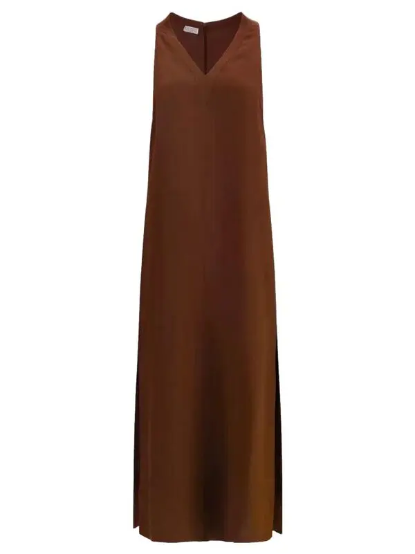 Brunello Cucinelli V-neck Dress - Brown