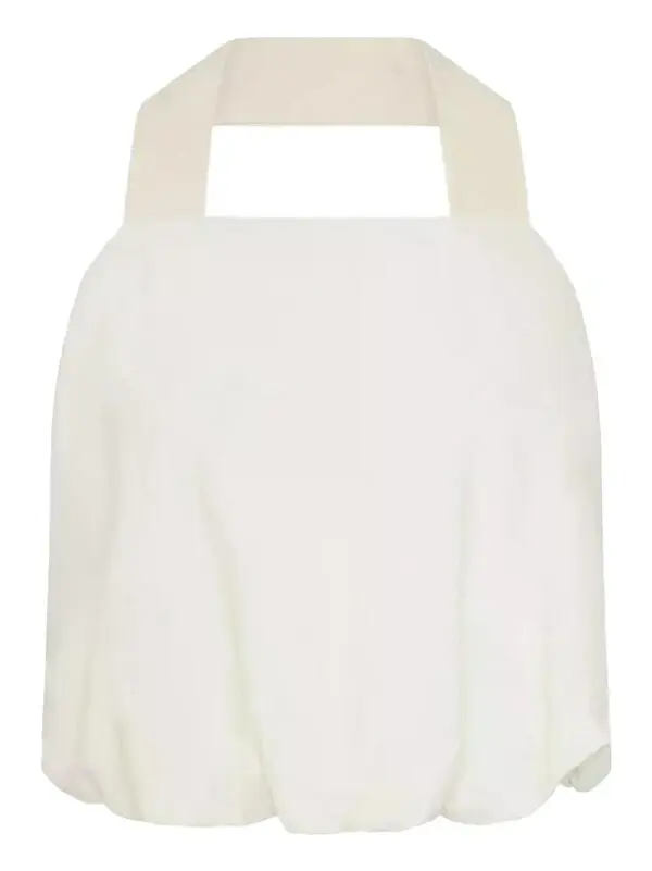ST. AGNI Twisted-back Halterneck Top - White