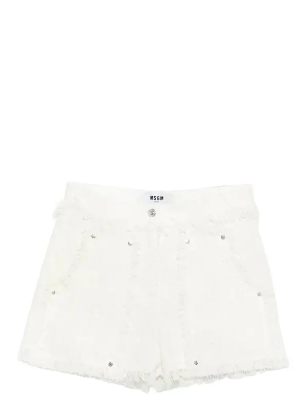 MSGM Fringed-detail Pocket Shorts - White