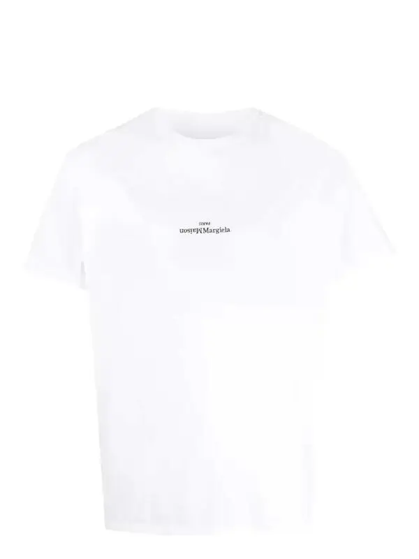 MAISON MARGIELA Logo-embroidery Crew-neck T-shirt - White