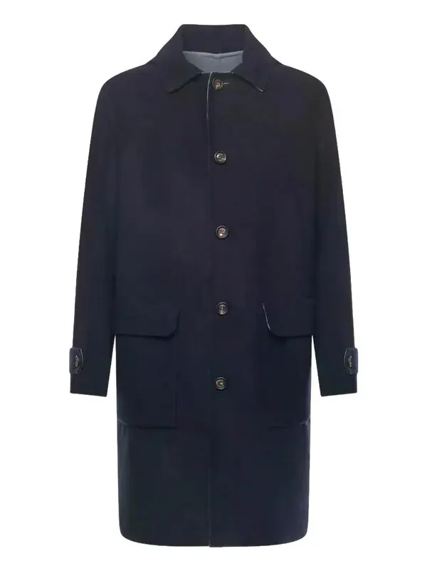Eleventy Buttoned Coat - Blue