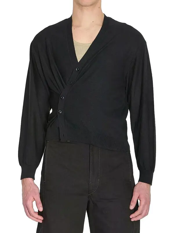 LEMAIRE Twisted V-neck Cardigan - Black