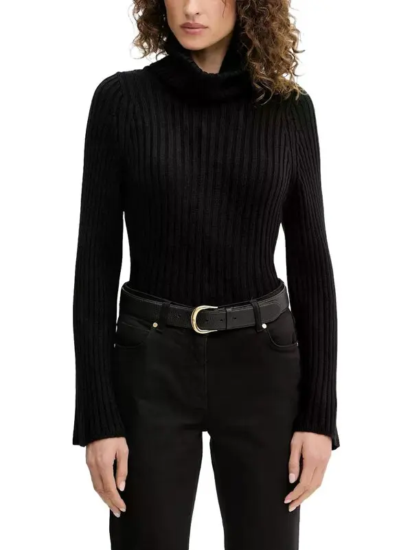 Luisa Spagnoli Maura Ribbed Roll-neck Sweater - Black