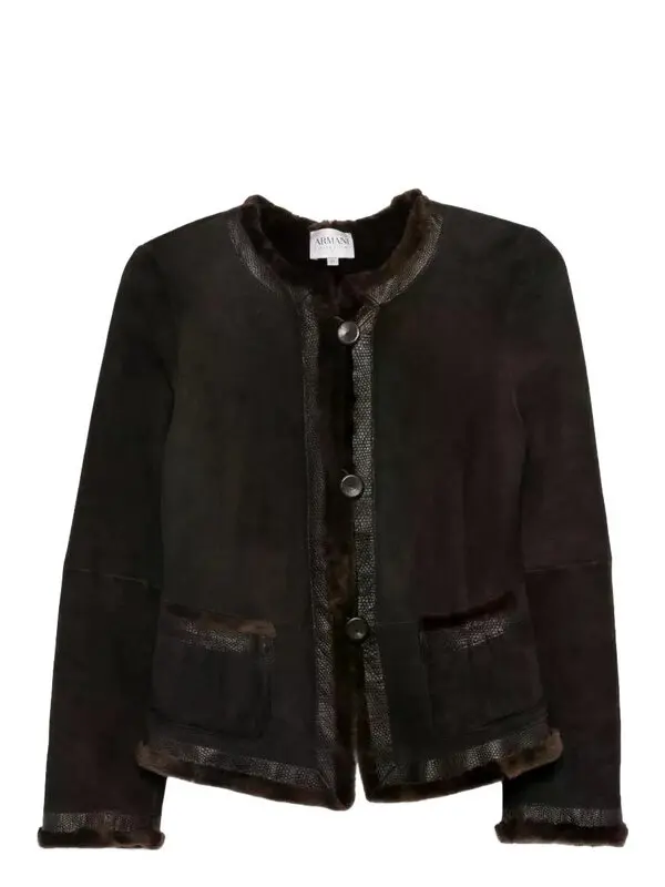 Giorgio Armani 2000s Fur Trim Jacket - Brown