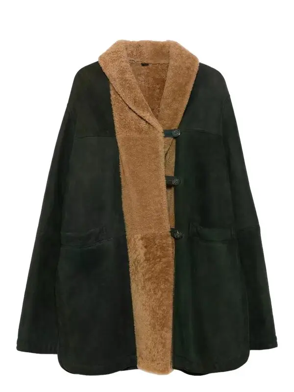 ROMEO GIGLI 1990s Shearling Trimmed Coat - Green
