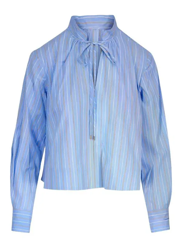 Veronica Beard Striped Tie Blouse - Blue