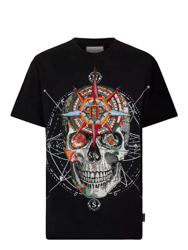 Philipp Plein Rose Skull Stones T-shirt - Black