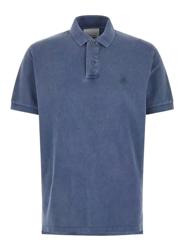 MARANT Afko Logo-embroidered Polo Shirt - Blue