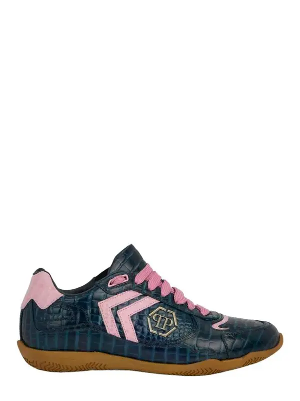 Philipp Plein Pit-$top Croc-print Low-top Sneakers - Blue