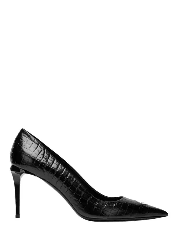 Philipp Plein Croco-print Logo Pumps - Black