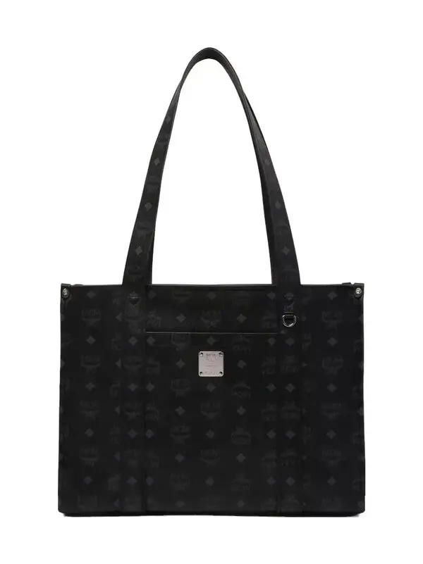 Mcm Large Aren Monogram Shoulder Bag - Black