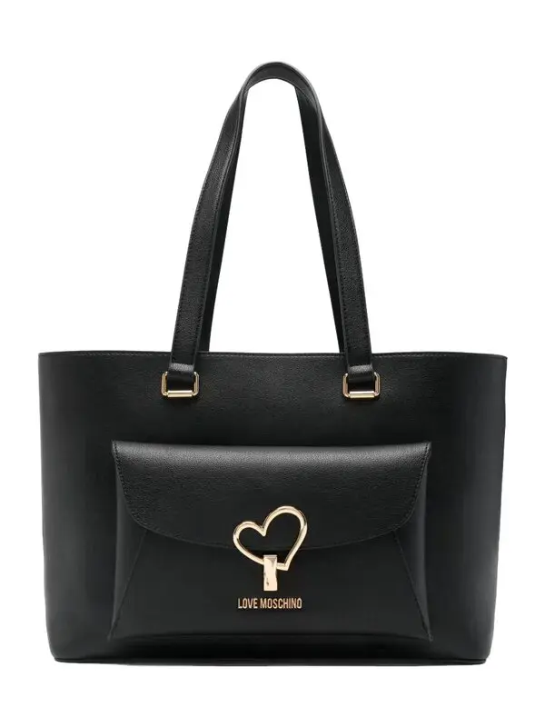 Moschino Heart Appliqué Tote - Black