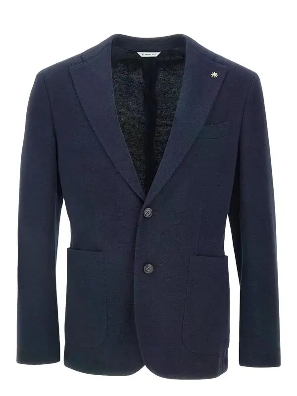 MANUEL RITZ Patch-pocket Single-breasted Blazer - Blue