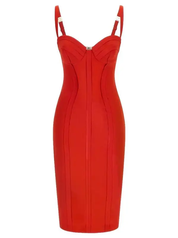 Elisabetta Franchi Bustier Midi Dress - Red