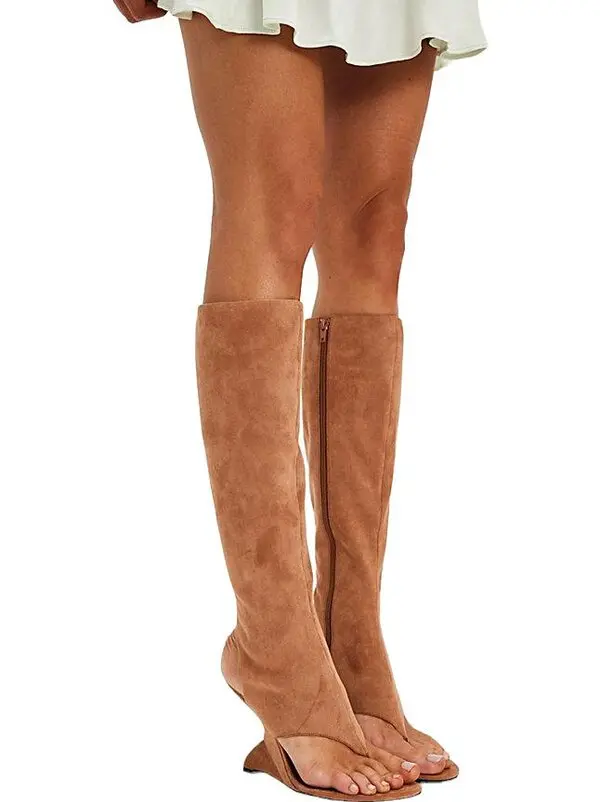 Jeffrey Campbell Alix Knee-high Wedges - Tan Suede