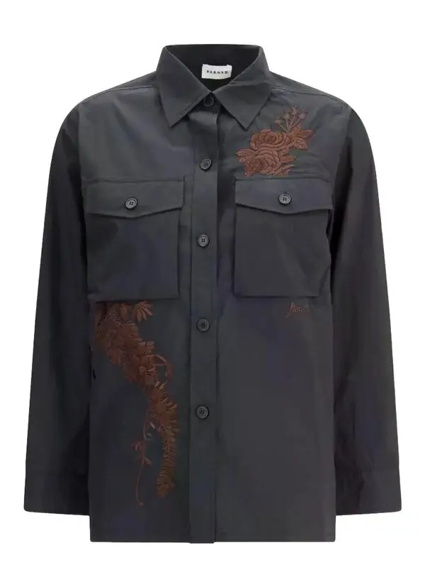 P.a.r.o.s.h Flower-embroidered Shirt - Black