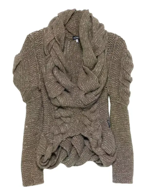 Giorgio Armani 2000s Braided Wool Sweater - Green